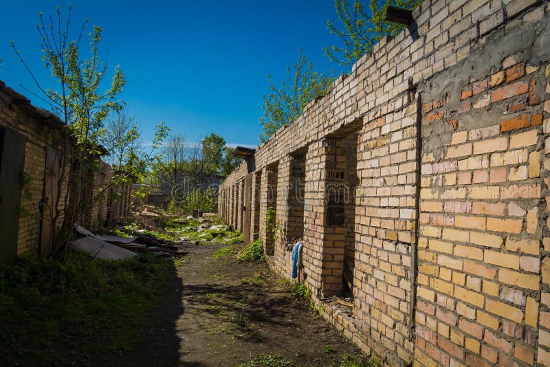 Broken brick building stock photo. Image of structure - 193613432