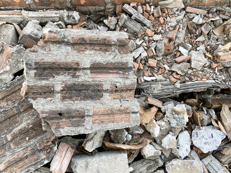 Broken Brick Pieces Stack at Construction Site Work Place Stock Photo ...