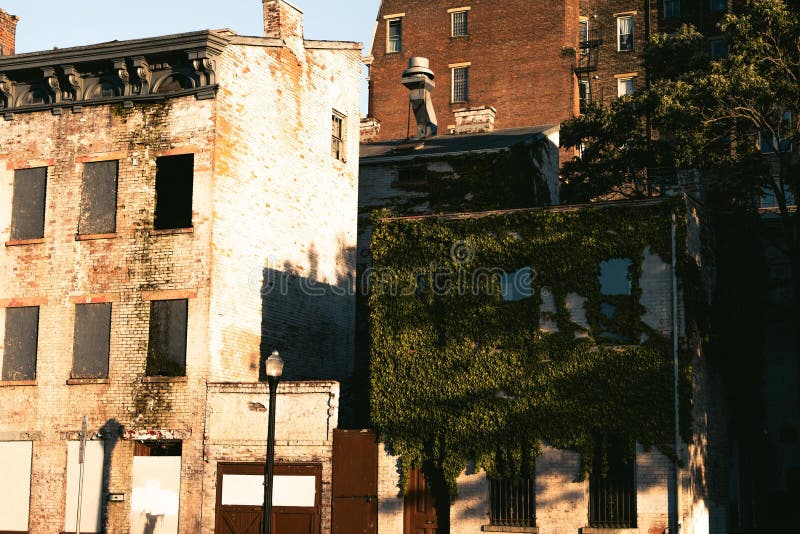 Old Broken Buildings in the Sunlight Stock Photo - Image of ...
