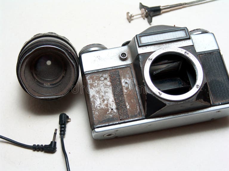 Old broken camera stock photo. Image of classic, film - 6821446
