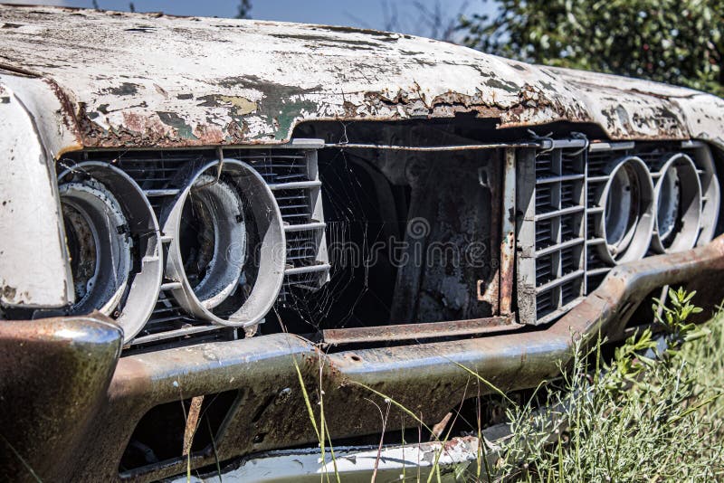Old Broken Car with a Rusty Body in Front Stock Photo - Image of ...