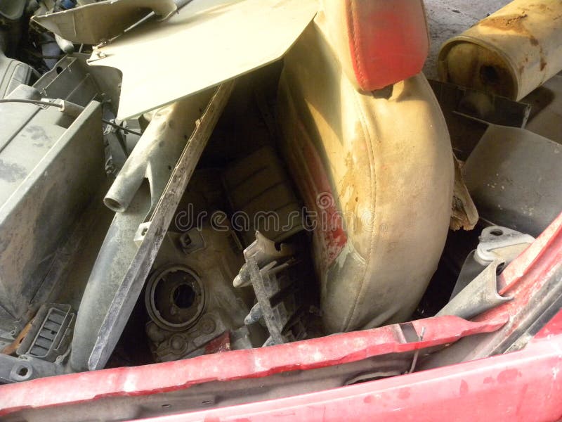 Old Broken Car Seat and Parts Stock Image - Image of inside, decay ...