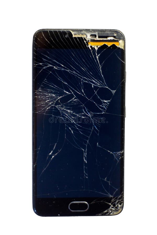 Old Broken Cell Phone with Broken Screen Stock Image - Image of concept ...