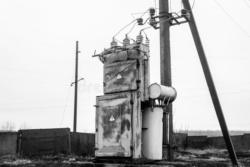 The Old Broken Electrical Panel or Box. Industrial Abandoned Power ...