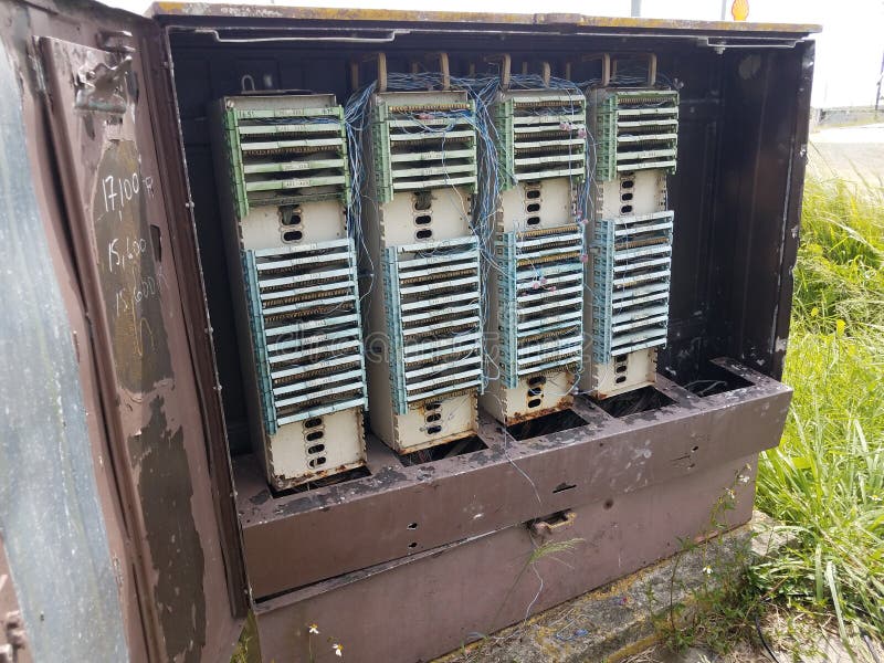 Old Broken Electrical Panel with Cables and Wires Stock Photo - Image ...