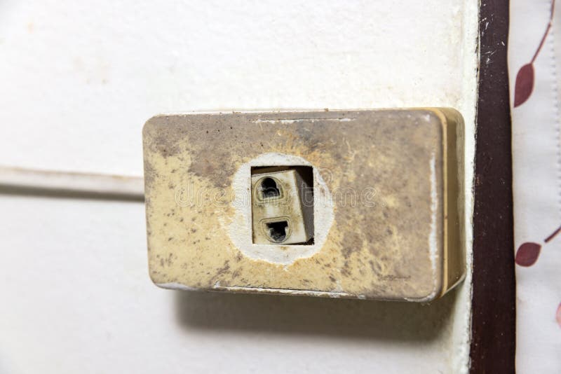 Old Broken Electrical Socket Fell Out of Box Stock Photo - Image of ...