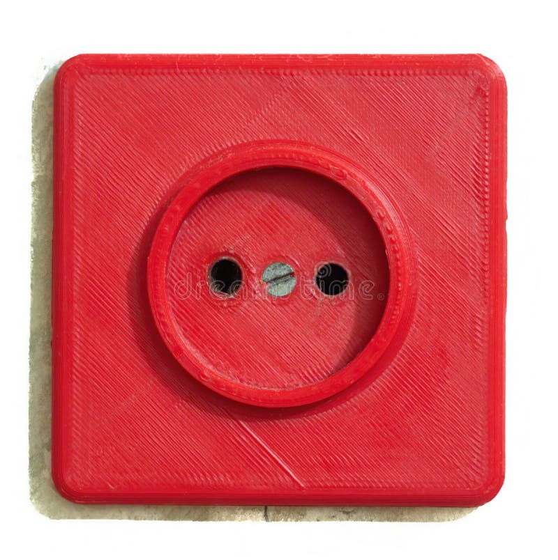 Old Broken Electrical Socket Red of Wall. a Violation Electrical Safety ...