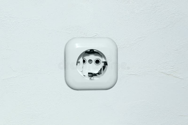 Old Broken Electrical Socket Fell Out Of Wall. A Violation Of ...
