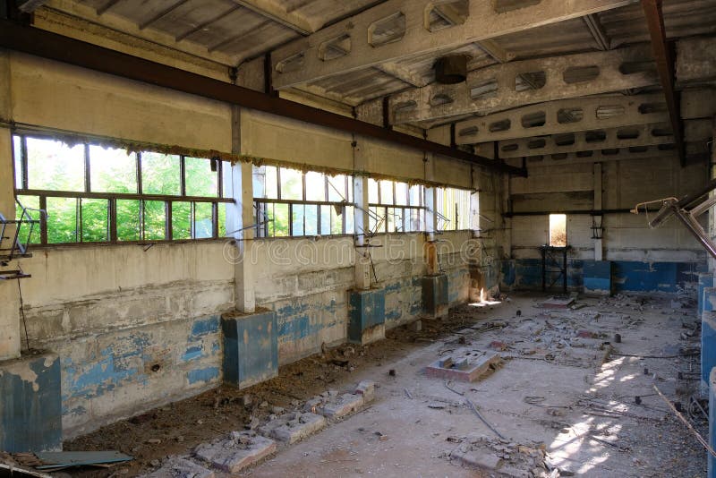 Old Broken Empty Abandoned Industrial Building Interior Stock Image ...