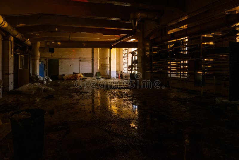 Old Broken Empty Abandoned Industrial Building Interior Stock Image ...
