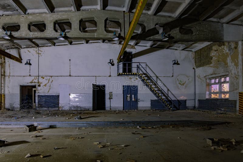 Old Broken Empty Abandoned Industrial Building Interior Stock Photo ...