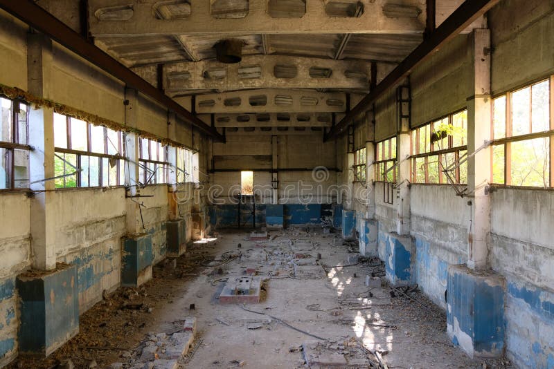 Old Broken Empty Abandoned Industrial Building Interior Stock Image ...