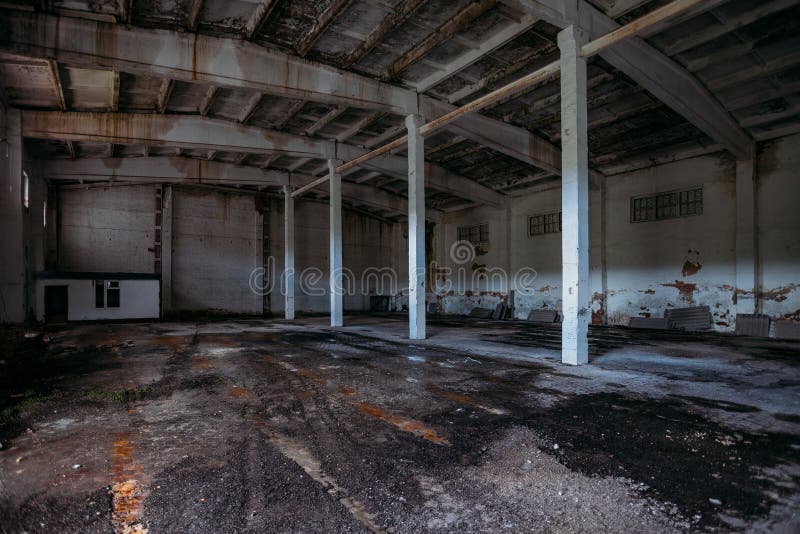 Old Broken Empty Abandoned Industrial Building Interior Stock Image ... Old Broken Empty Abandoned Industrial Building Interior Stock Image ...