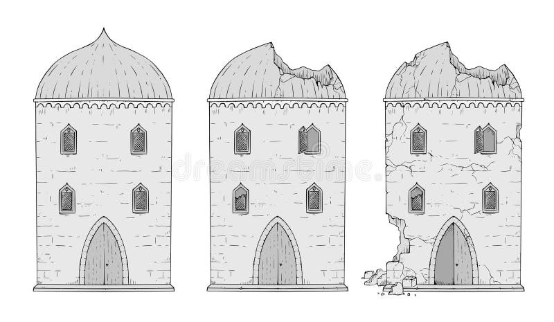 Old broken houses stock vector. Illustration of houses - 333200874