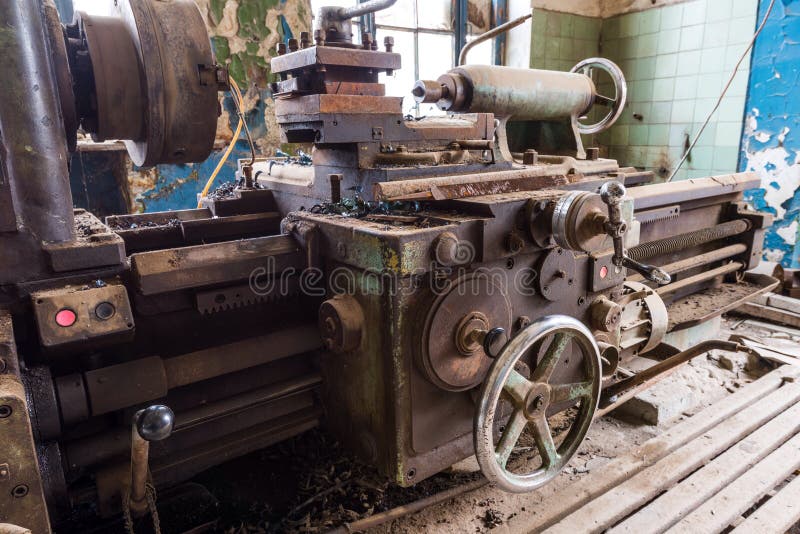 Old broken lathe stock photo. Image of engineering, business - 66609572