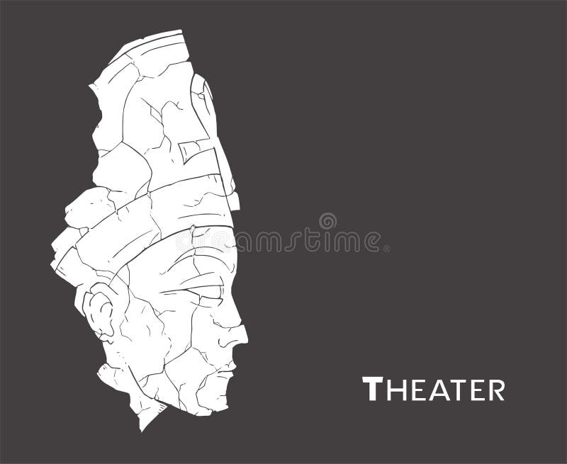 Old Broken Mask and Theater Message Stock Vector - Illustration of ...