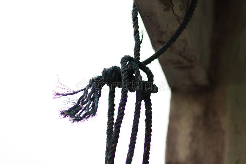Nylon Rope Tired at the Edge of Old Building. Stock Photo - Image of ...