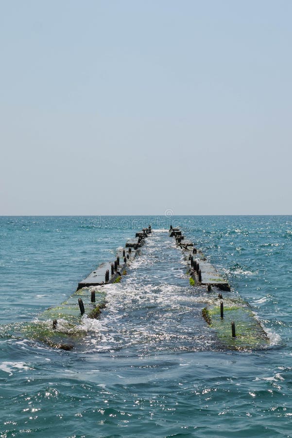 Old broken pier stock photo. Image of clear, dock, coastal - 98603336