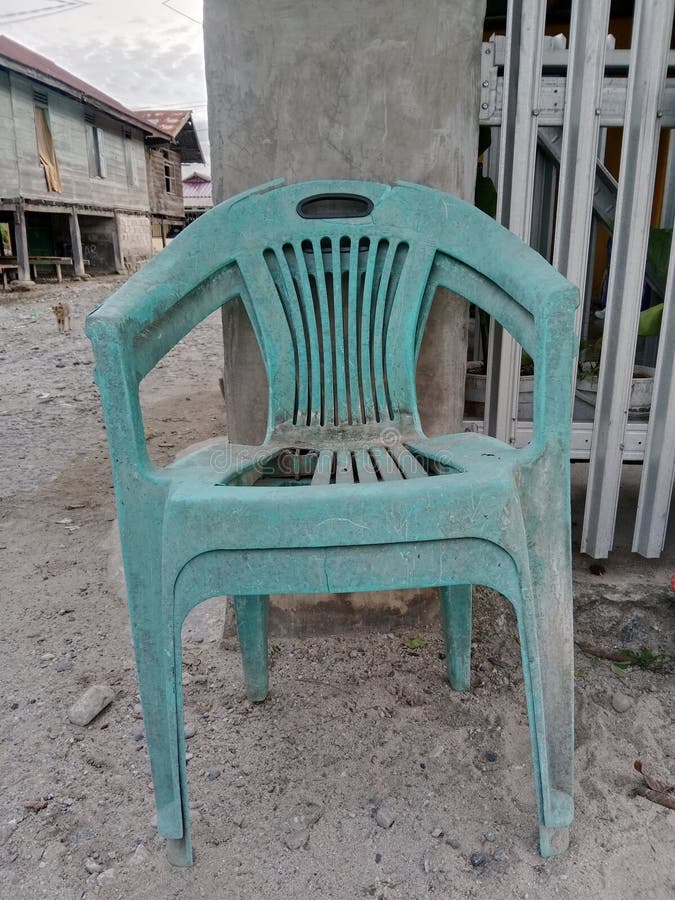 Old and Broken Plastic Chair Stock Image - Image of furniture, wood ...