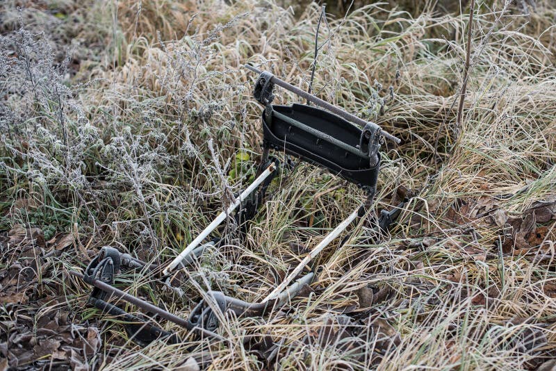 Old, Broken Pram. Random Garbage Junk Item Left in Nature, Forest Stock ...