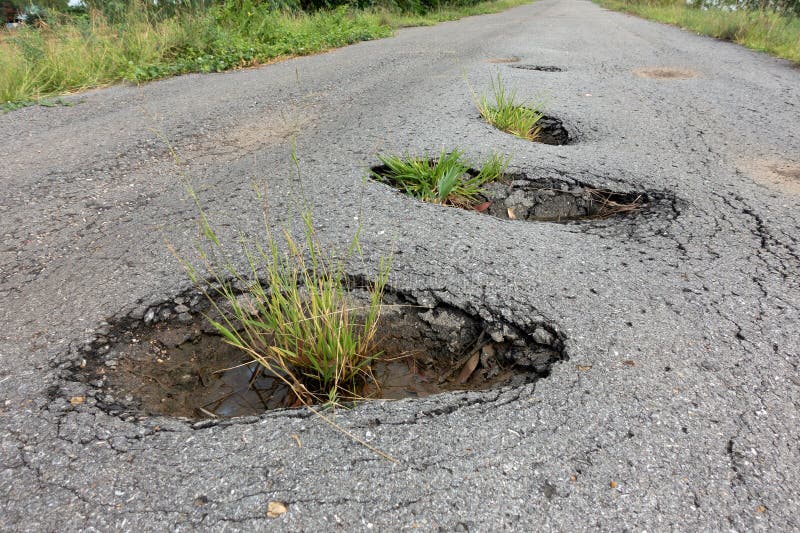 Old Broken Road with Cracked Asphalt Stock Photo - Image of potholes ...