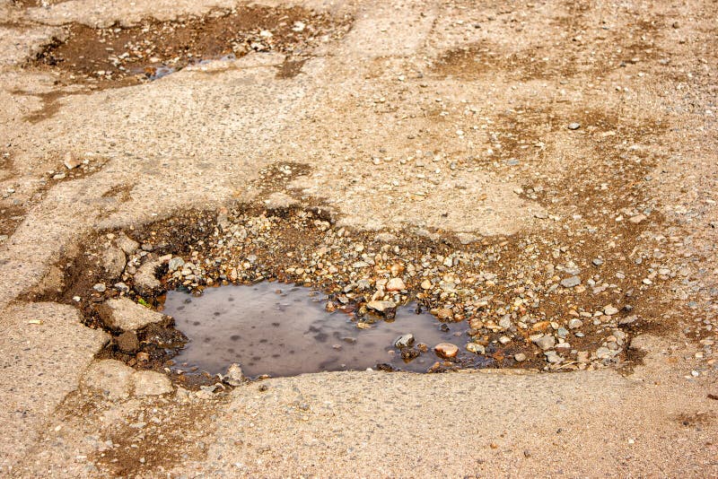 Old Broken Road in the Village Stock Image - Image of pothole ...