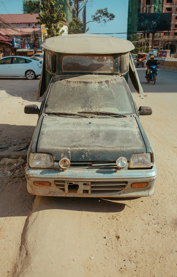Old Broken and Rusty Car in Summer Asia Stock Image - Image of ...