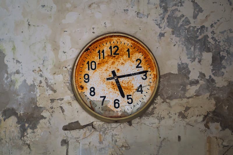 Old Broken Rusty Wall Clock in an Abandoned Building in Pripyat ...