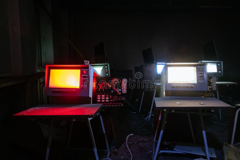 Old Broken Soviet Computers in Abandoned Computer Hall Stock Image ...