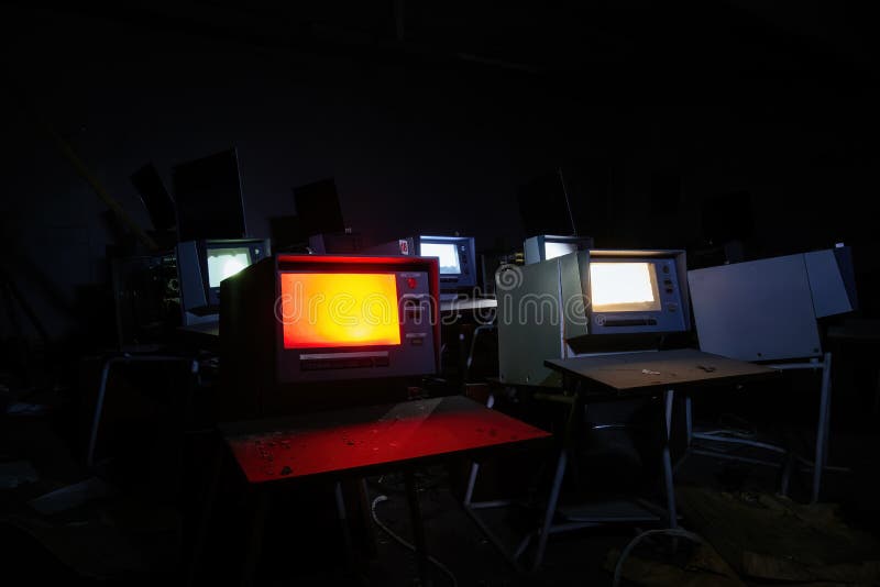 Old Broken Soviet Computers in Abandoned Computer Hall Stock Image ...
