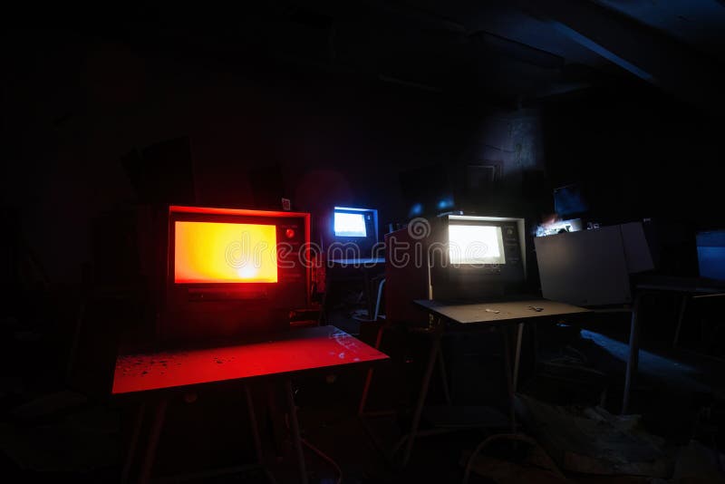 Old Broken Soviet Computers in Abandoned Computer Hall Stock Image ...