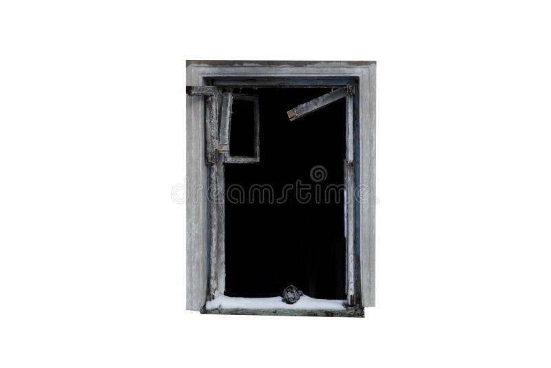 Old Broken Window Isolated on White Background Stock Photo - Image of ...