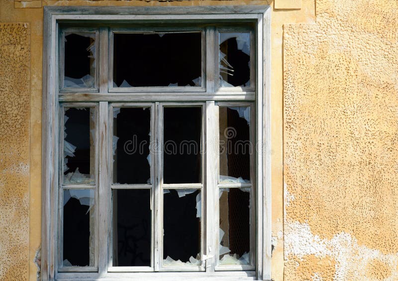 Old broken window stock photo. Image of demolition, damaged - 130025588