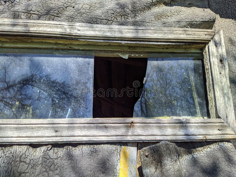 Old and Broken Window of a Brick and Abandoned Building Stock Image ...