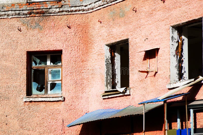 Old Broken Windows in the House Close-up. Stock Photo - Image of ...