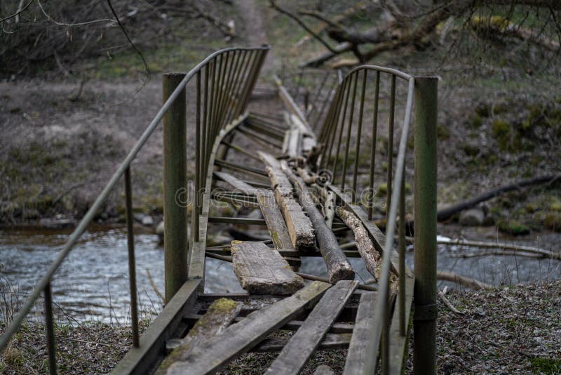 Broken wooden bridge stock photo. Image of balance, outdoor - 45884516