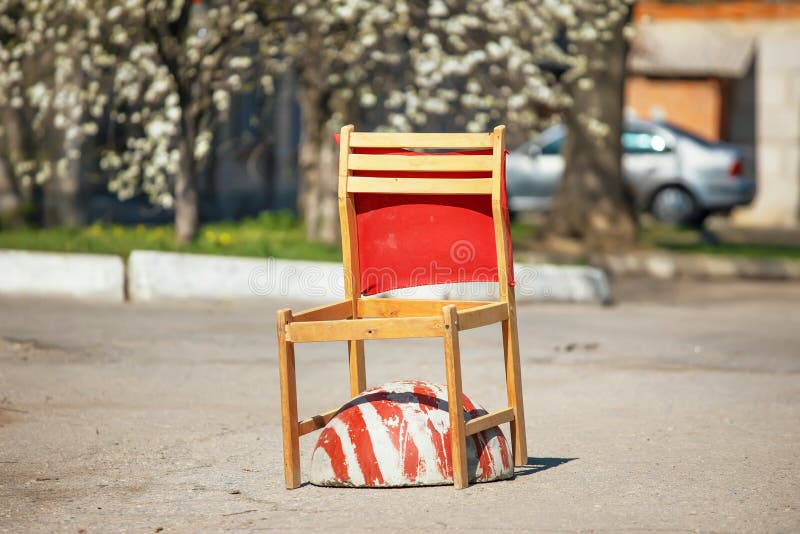 Old Broken Wooden Chair Standing on the Road Stock Image - Image of ...