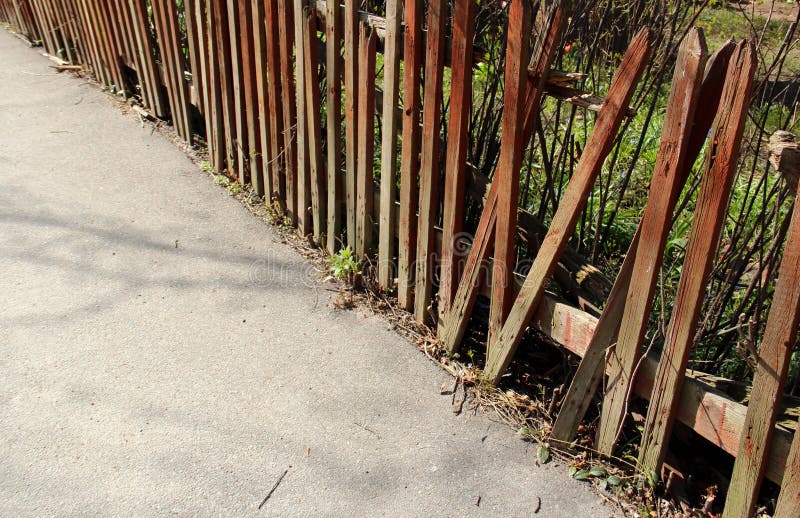 Old Broken Wooden Fence by a Road Stock Photo - Image of wood, painted ...