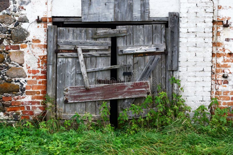 Old broken wooden gates stock image. Image of grey, rough - 78164829