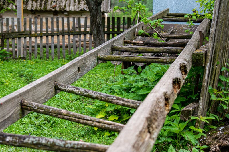 Old broken wooden ladder stock image. Image of wooden - 172856111