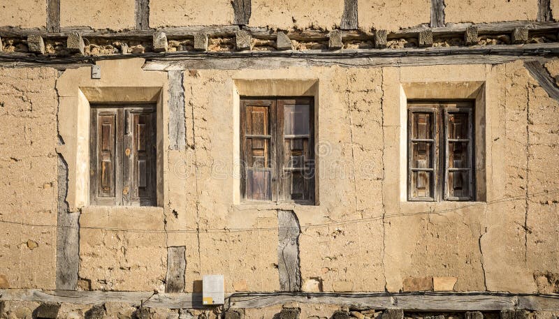 Old Broken Wooden Windows on an Abandoned Rustic House Made of Wood and ...