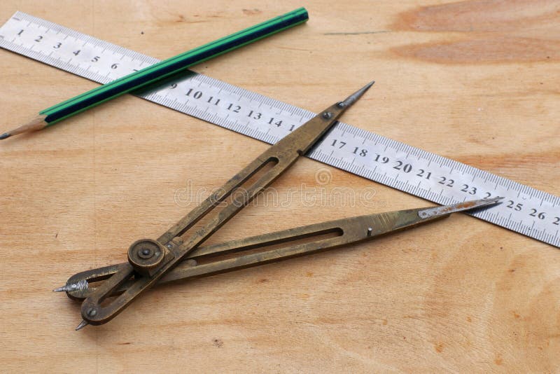 Old Bronze Divider for Carpentry. Carpentry`s Tool. Stock Image - Image ...