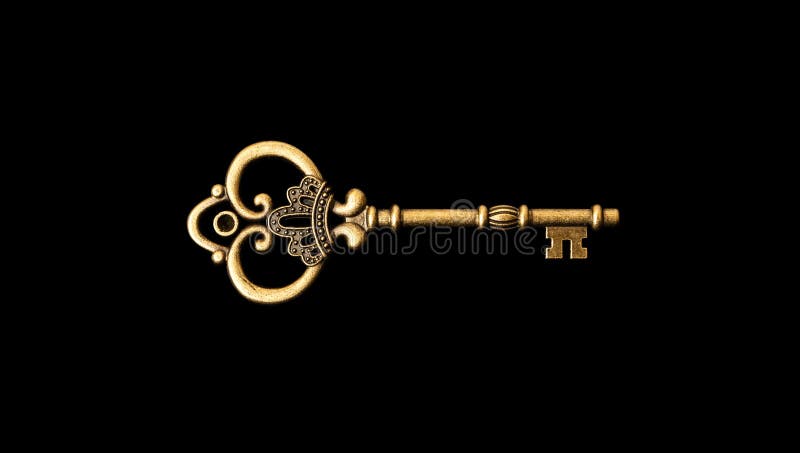 Old Bronze Key on a Black Background Stock Photo - Image of aged, steel ...