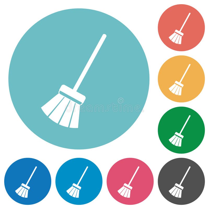 Broom. Flat Sticker with Shadow on Old Paper Stock Vector ...