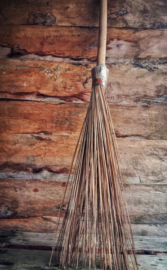 An Old Broom Stick with a Bamboo Handle Stock Image - Image of broom ...