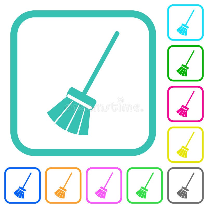 Old Broom Vivid Colored Flat Icons Stock Vector - Illustration of ...