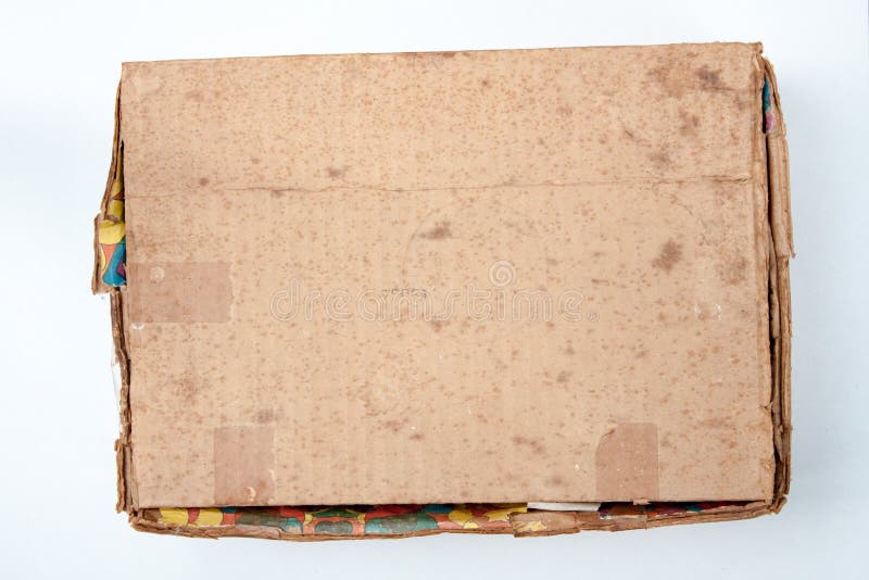 Old Brown Cardboard Box is Closed Stock Image - Image of white, brown ...