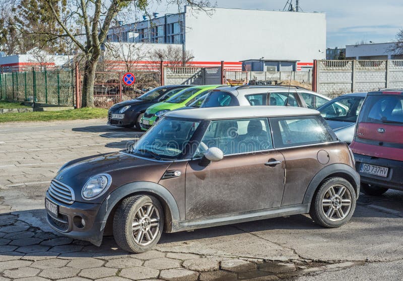 Old Brown Dusty Morris Mini Cooper Left Side and Front View Editorial ...