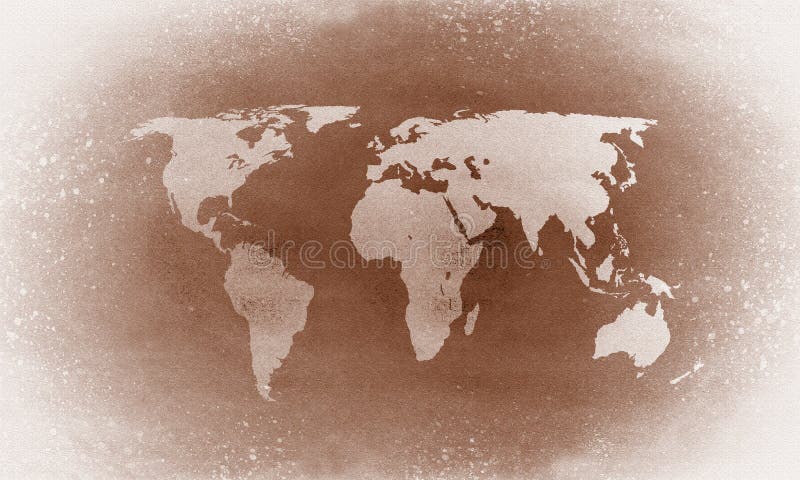 Brown grunge world map stock illustration. Illustration of continent ...