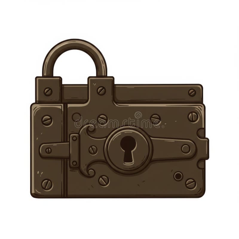 Old Brown Metal Padlock Illustration Stock Illustration - Illustration ...
